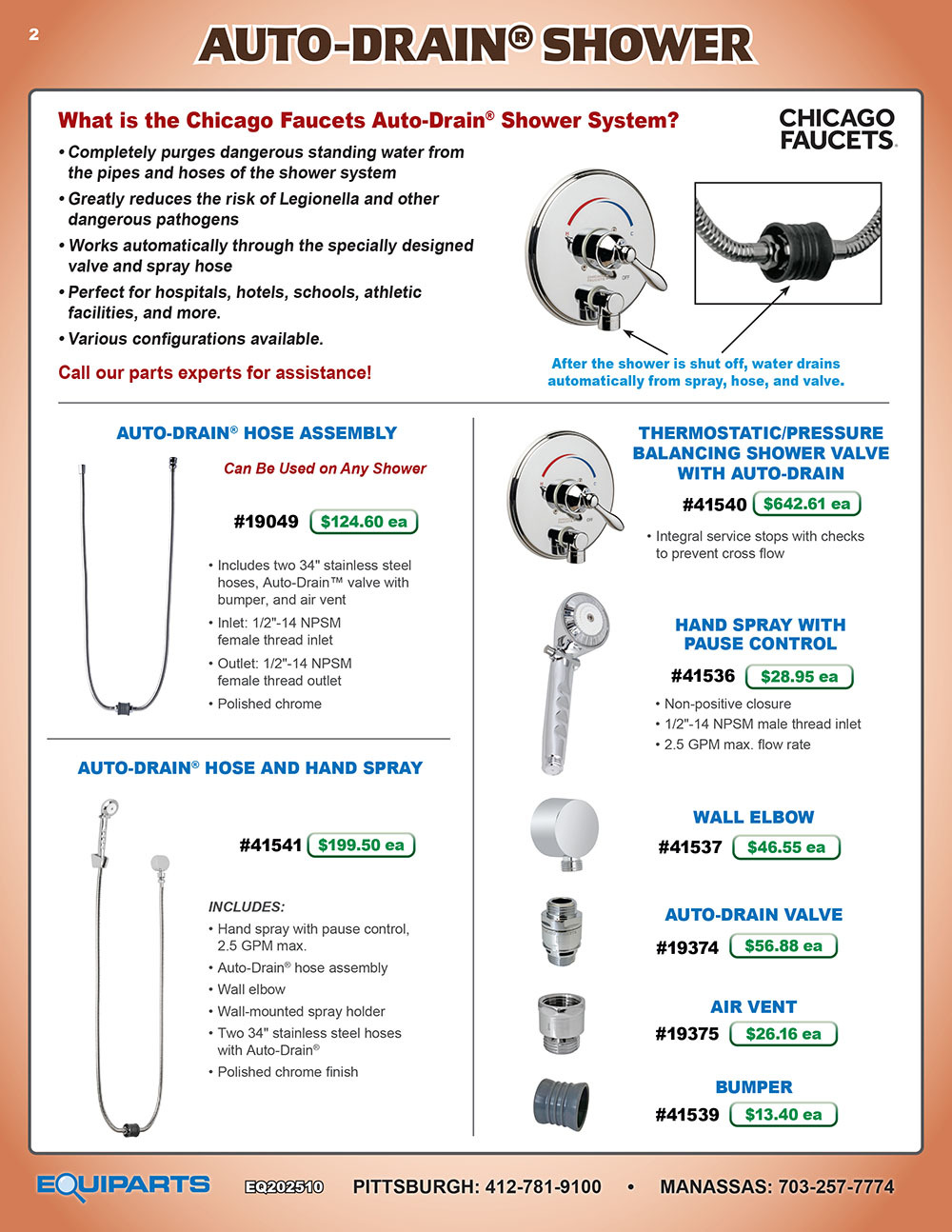 Chicago Faucets Auto-Drain Shower System – Equiparts